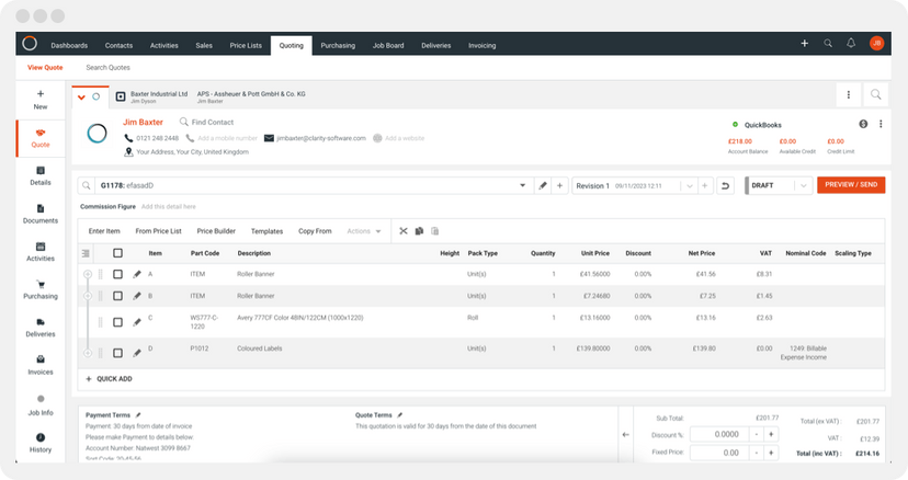 Quoting Software | Estimating Software | Clarity Software